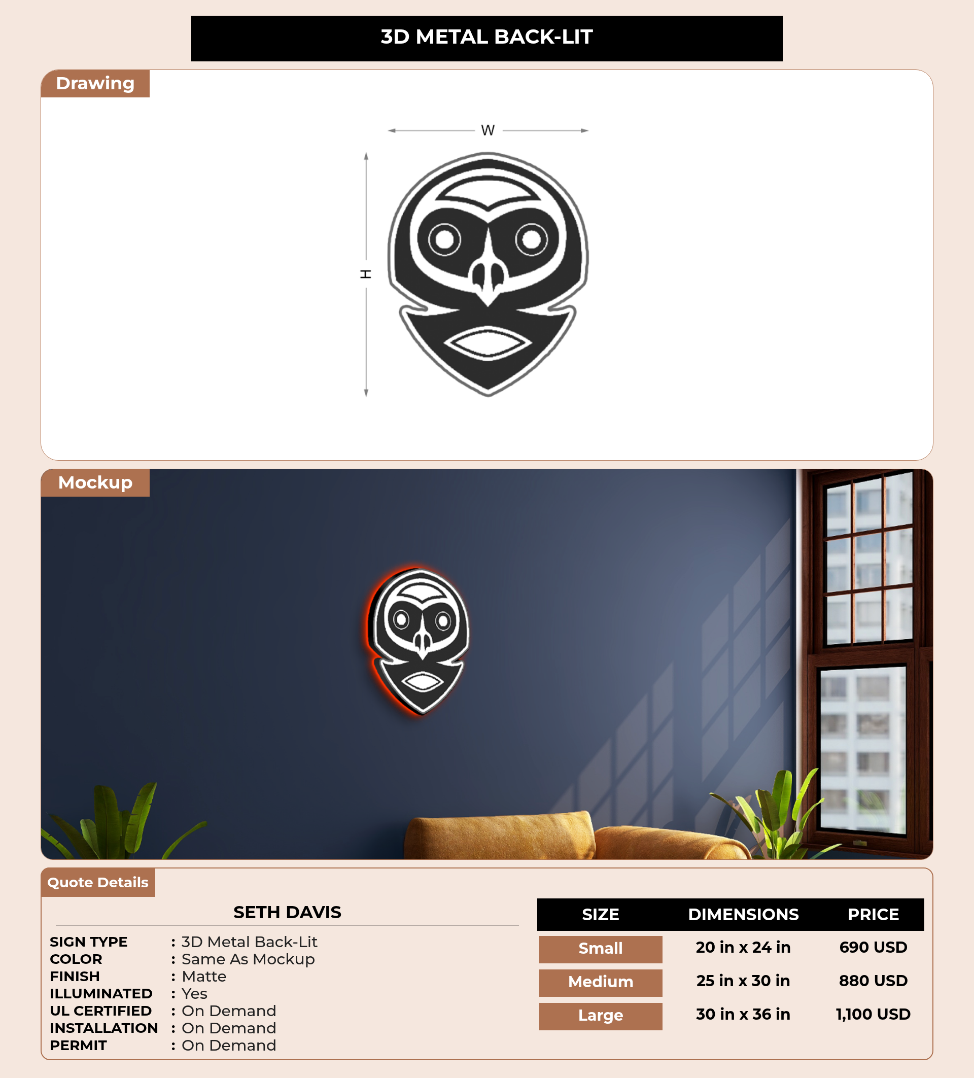 CUSTOM MOCKUP SIGN FOR Seth Davis – SignMakerz