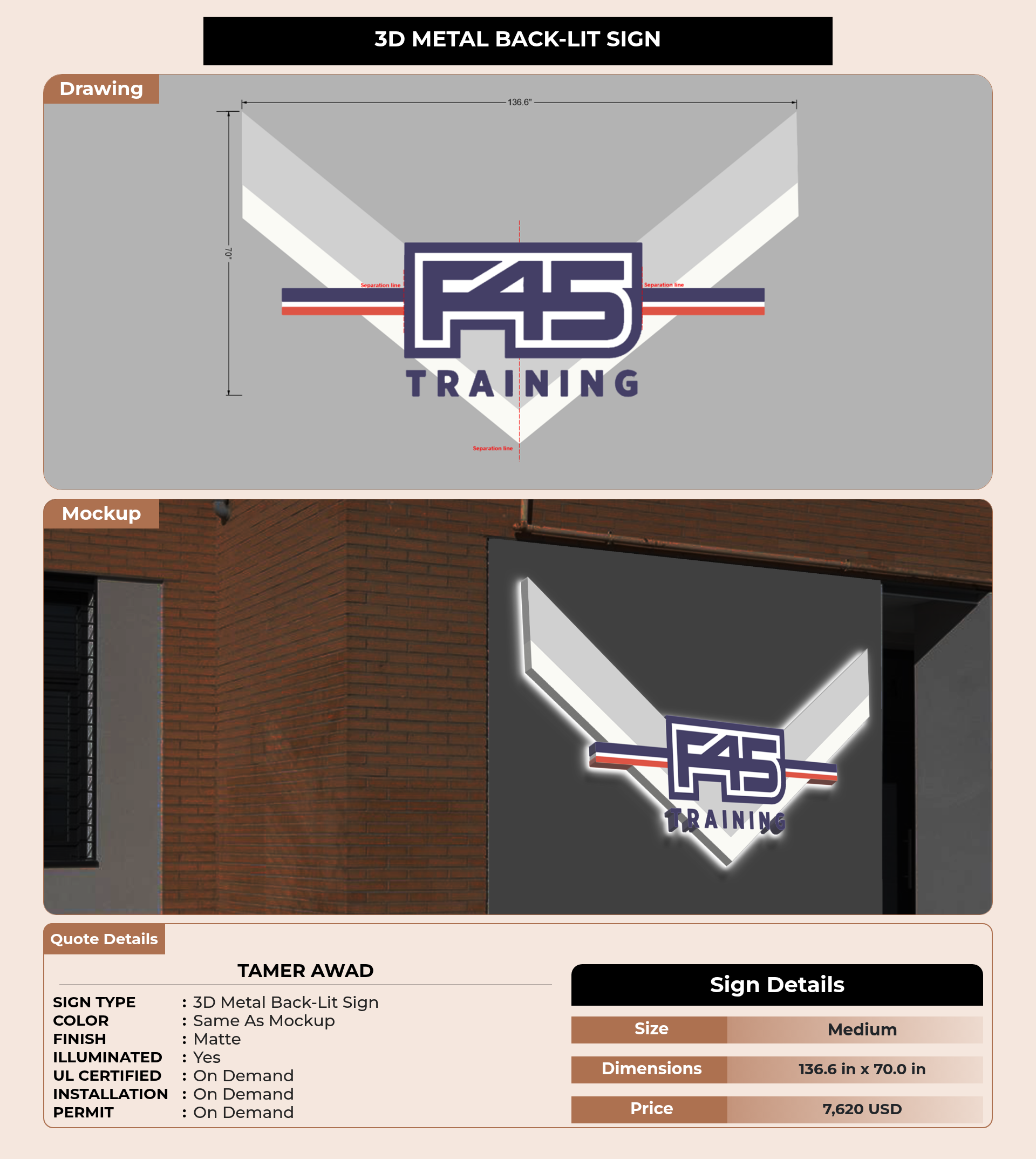 CUSTOM MOCKUP SIGN FOR Tamer Awad – SignMakerz