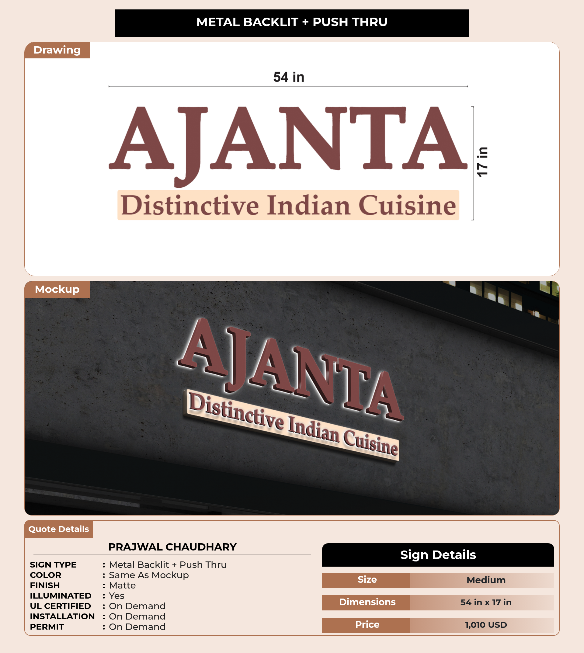 CUSTOM MOCKUP SIGN FOR Prajwal Chaudhary – SignMakerz