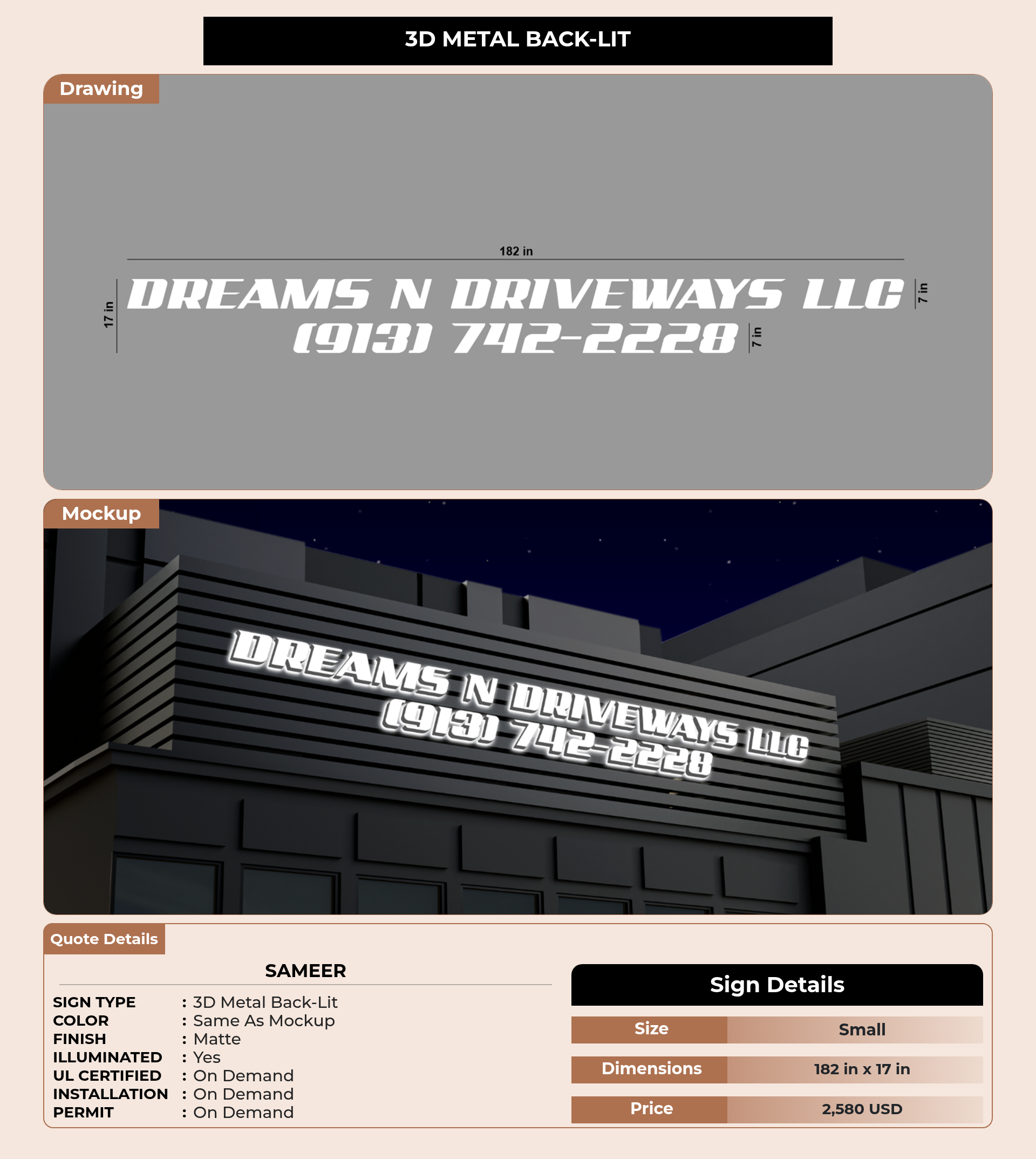 CUSTOM MOCKUP SIGN FOR Sameer – SignMakerz