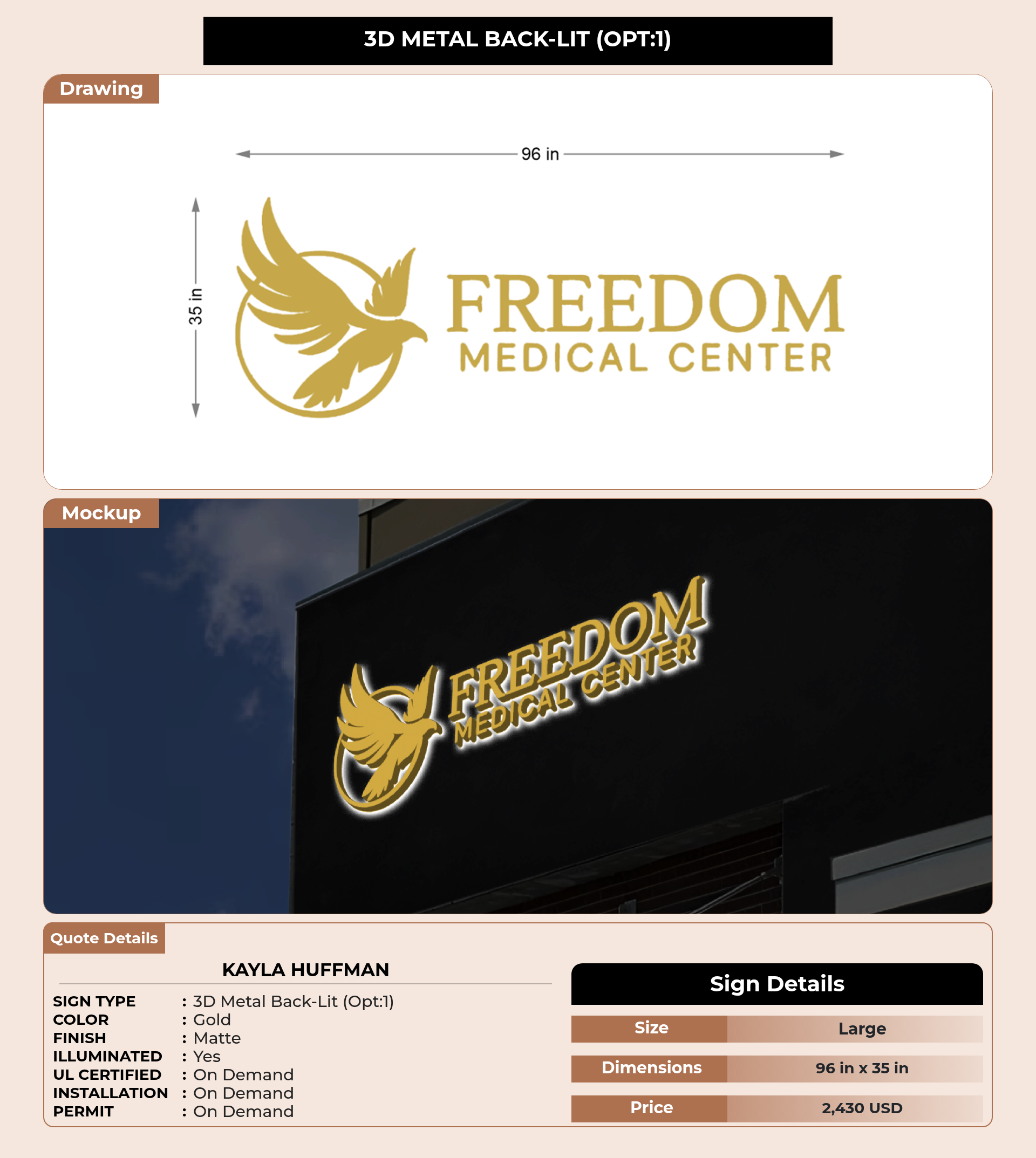 CUSTOM MOCKUP SIGN FOR Kayla Huffman – SignMakerz