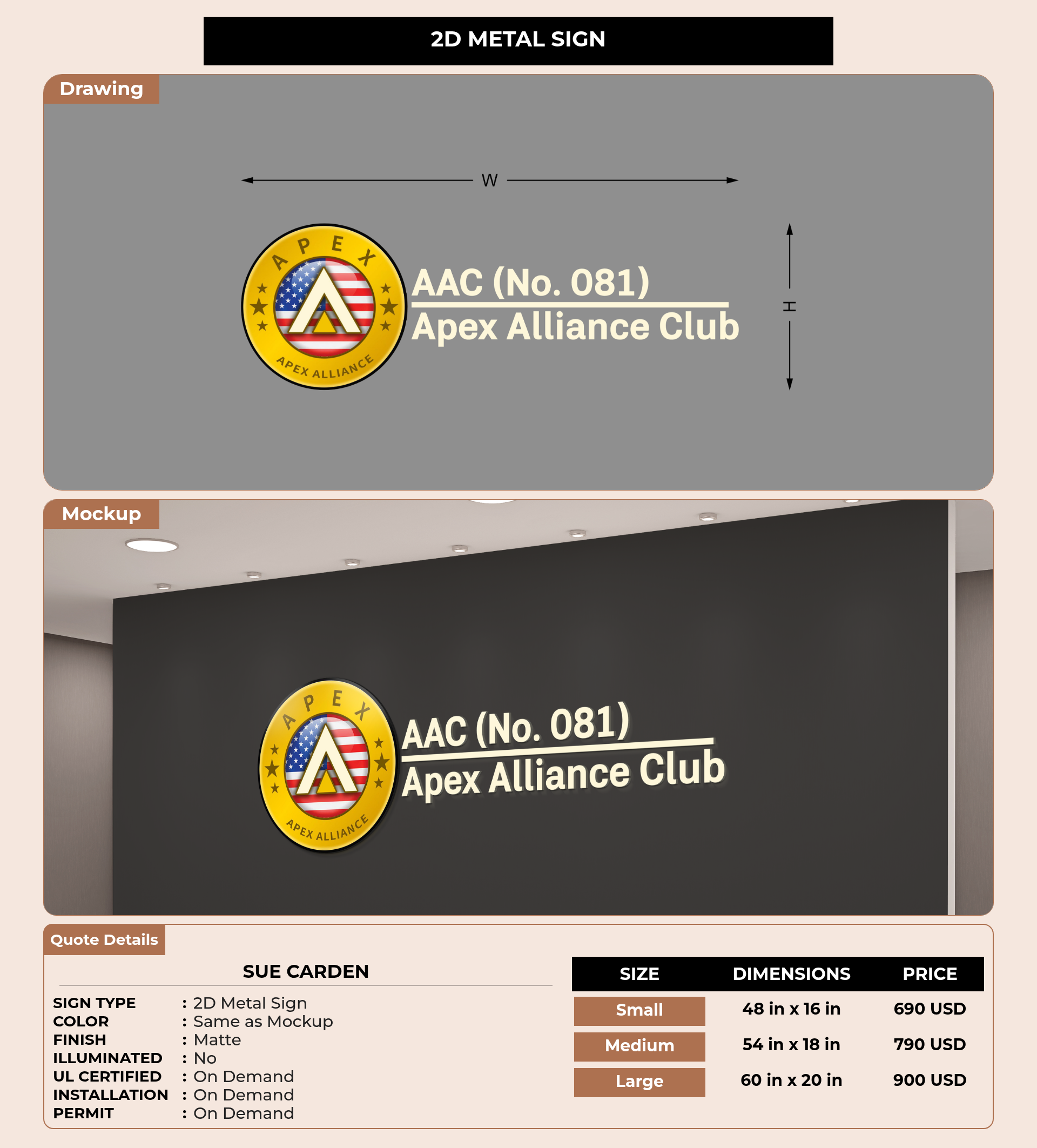 CUSTOM MOCKUP SIGN FOR Sue Carden – SignMakerz