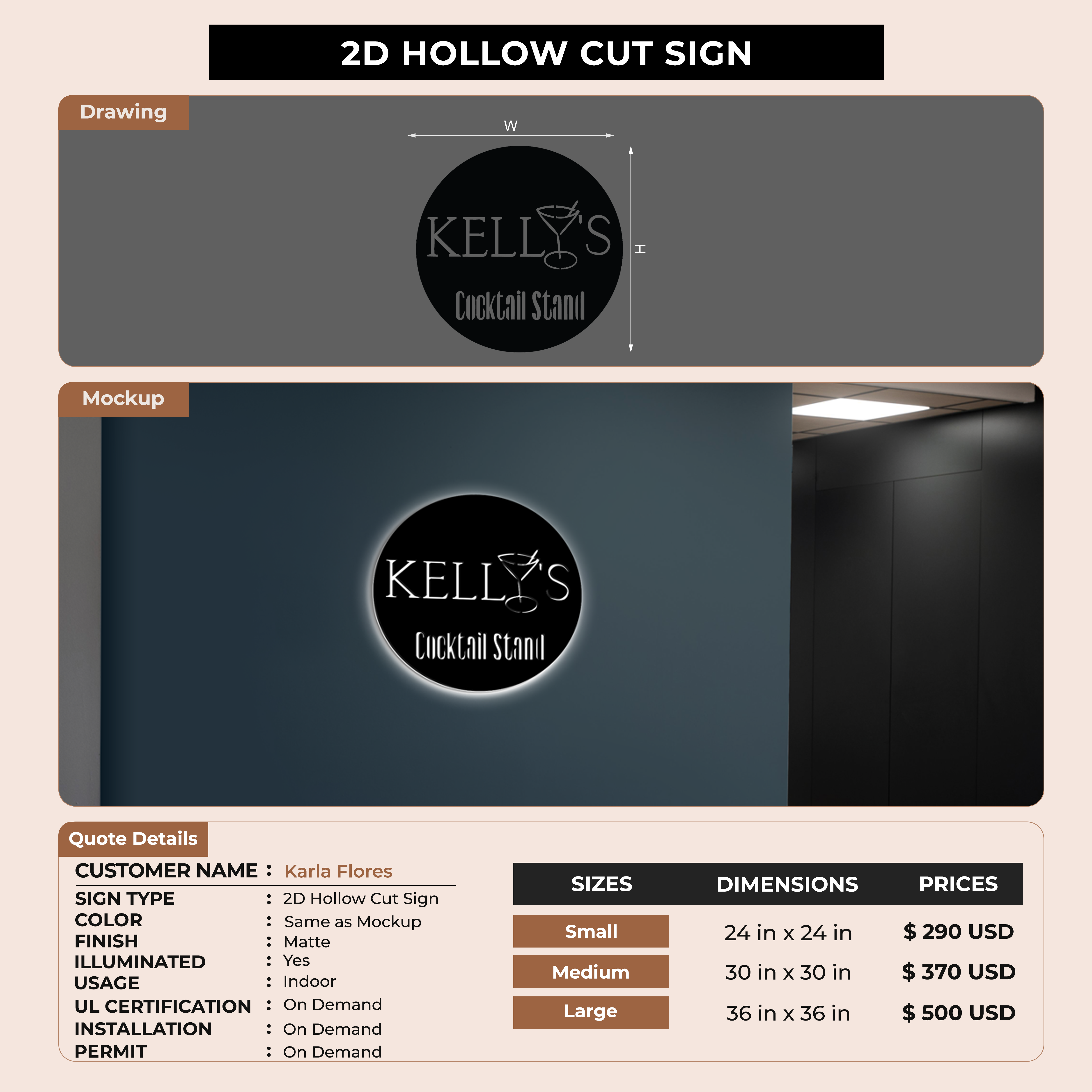 2D Hollow Cut Sign For Karla Flores – SignMakerz